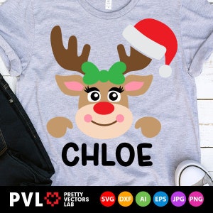 Christmas Svg Girl Reindeer Svg Reindeer Face Svg Dxf Eps | Etsy