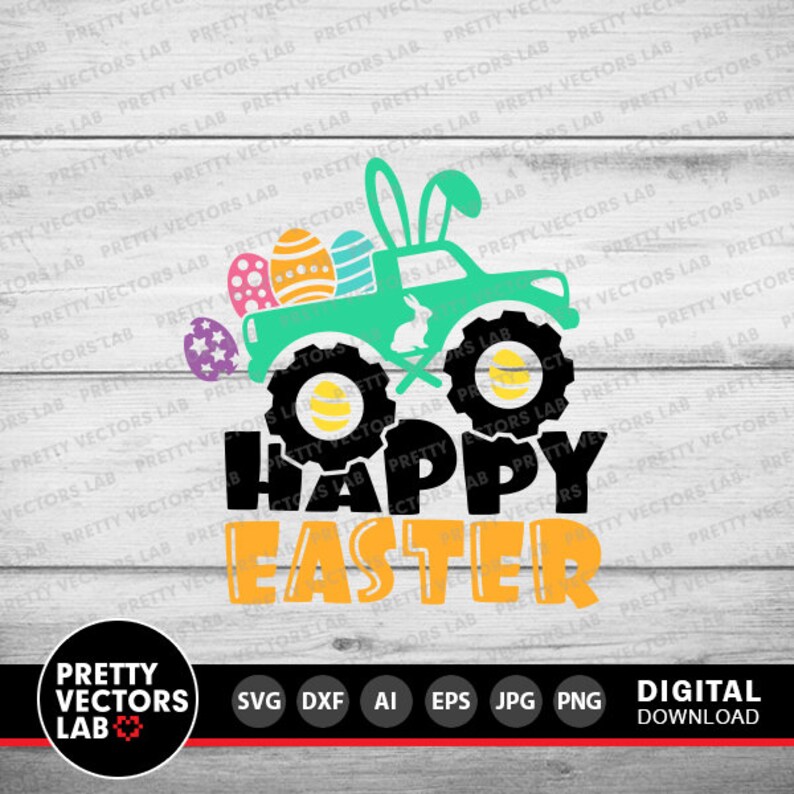 Easter Monster Truck PNG SVG, Happy Easter Svg Png, Bunny Clipart, Boys ...