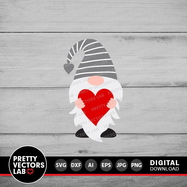 Gnome With Heart Svg, Valentine's Day Cut Files, Gnome Svg, Dxf, Eps ...