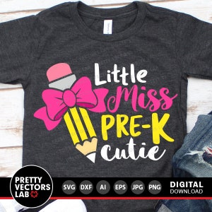 Little Miss Pre-k Cutie Svg, Back to School Svg, Pre-k Shirt Design ...