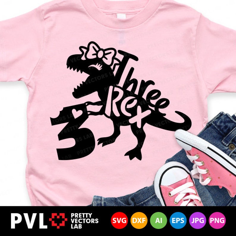 Three Rex Svg Cake Topper Svg Girls Svg T-rex 3rd Birthday - Etsy