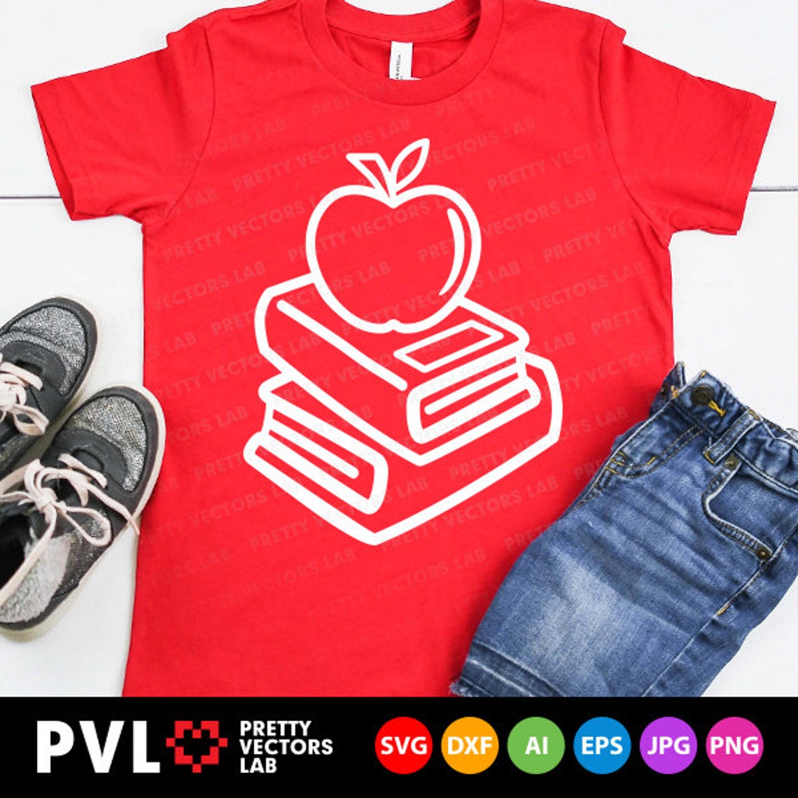 Apple on Books Svg School Cut Files Back to School Svg | Etsy