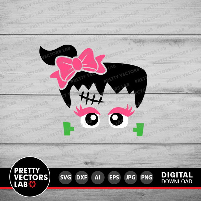 Girl Halloween Svg, Little Monster Svg, Dxf, Eps, Png, Frankenstein Svg ...