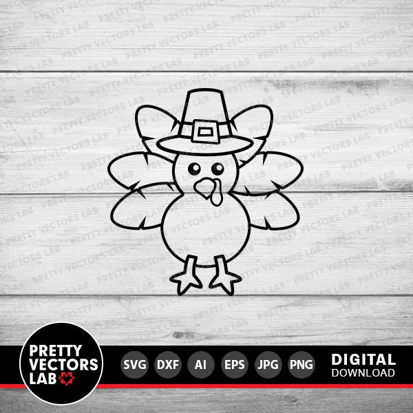 Turkey Svg Turkey Outline Svg Thanksgiving Svg Dxf Eps - Etsy