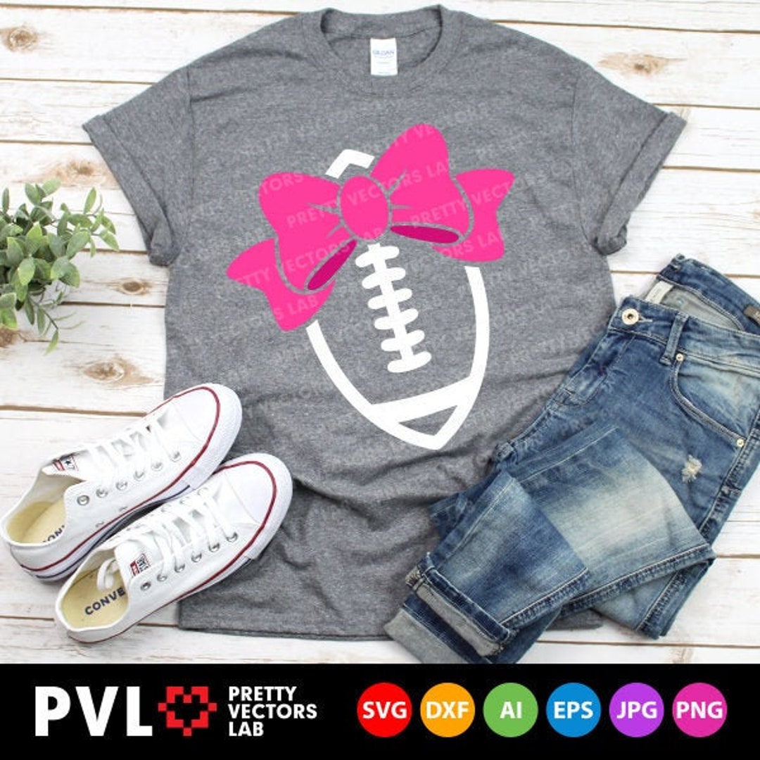 Football With Bow Svg, Football Svg, Dxf, Eps, Png, Girl Football Cut ...