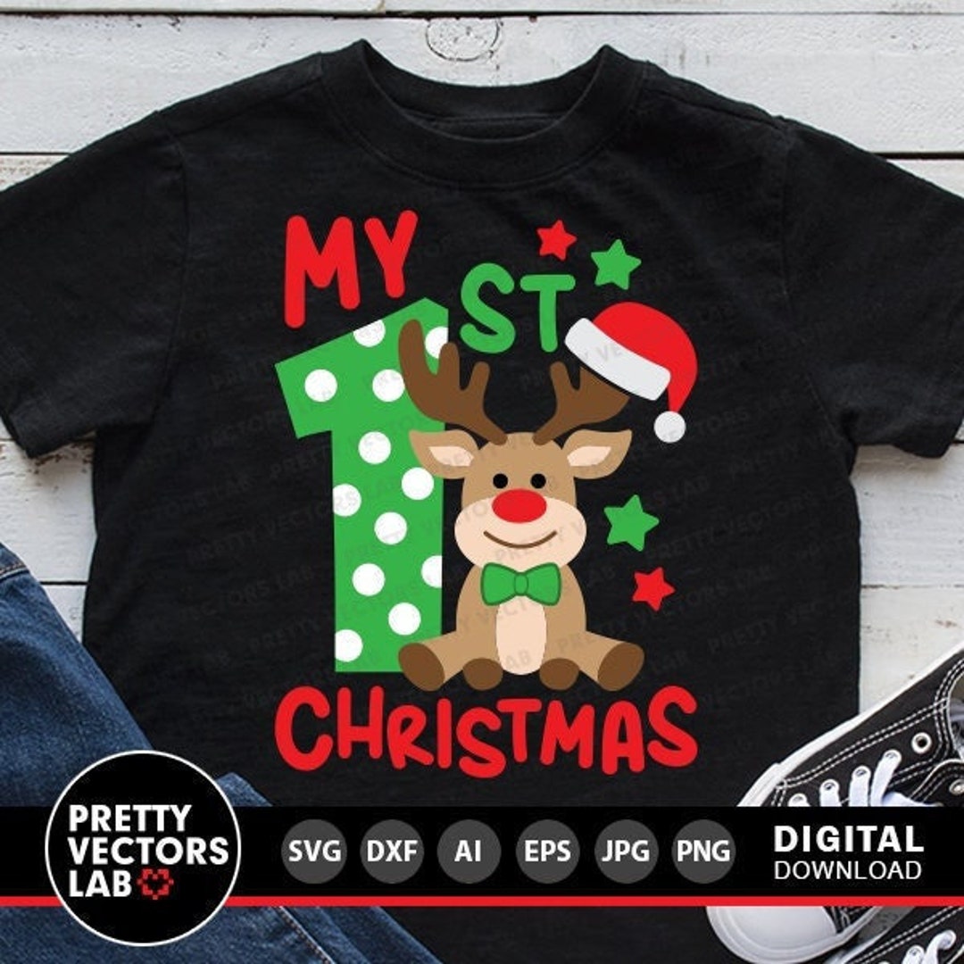My 1st Christmas Svg, Boy Reindeer Svg, Christmas Svg, Dxf, Eps, Png ...