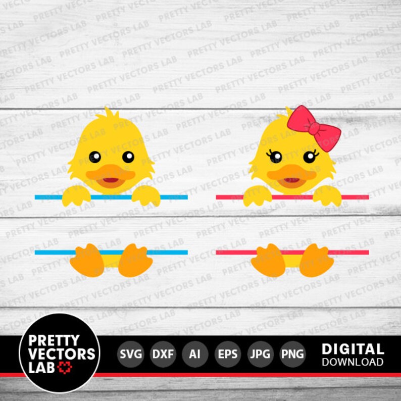 Duck Svg Girl Boy Duck Cut Files Duckies Split Frame Svg - Etsy