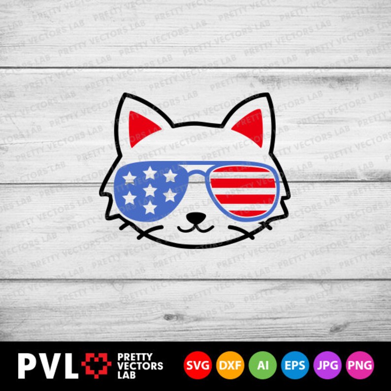Patriotic Cat Svg 4th of July Svg USA Kitten With Sunglasses - Etsy