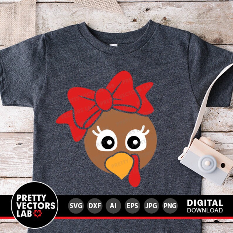 Turkey Face Svg Girl Turkey With Bow Svg Thanksgiving Svg - Etsy