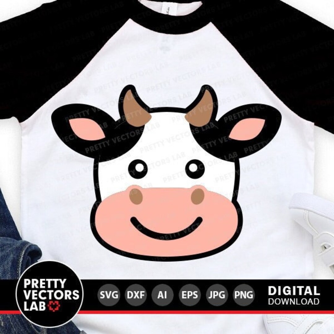 Cow Svg, Cow Face Cut File, Cow Head Svg Dxf Eps Png, Kids Svg, Farm ...