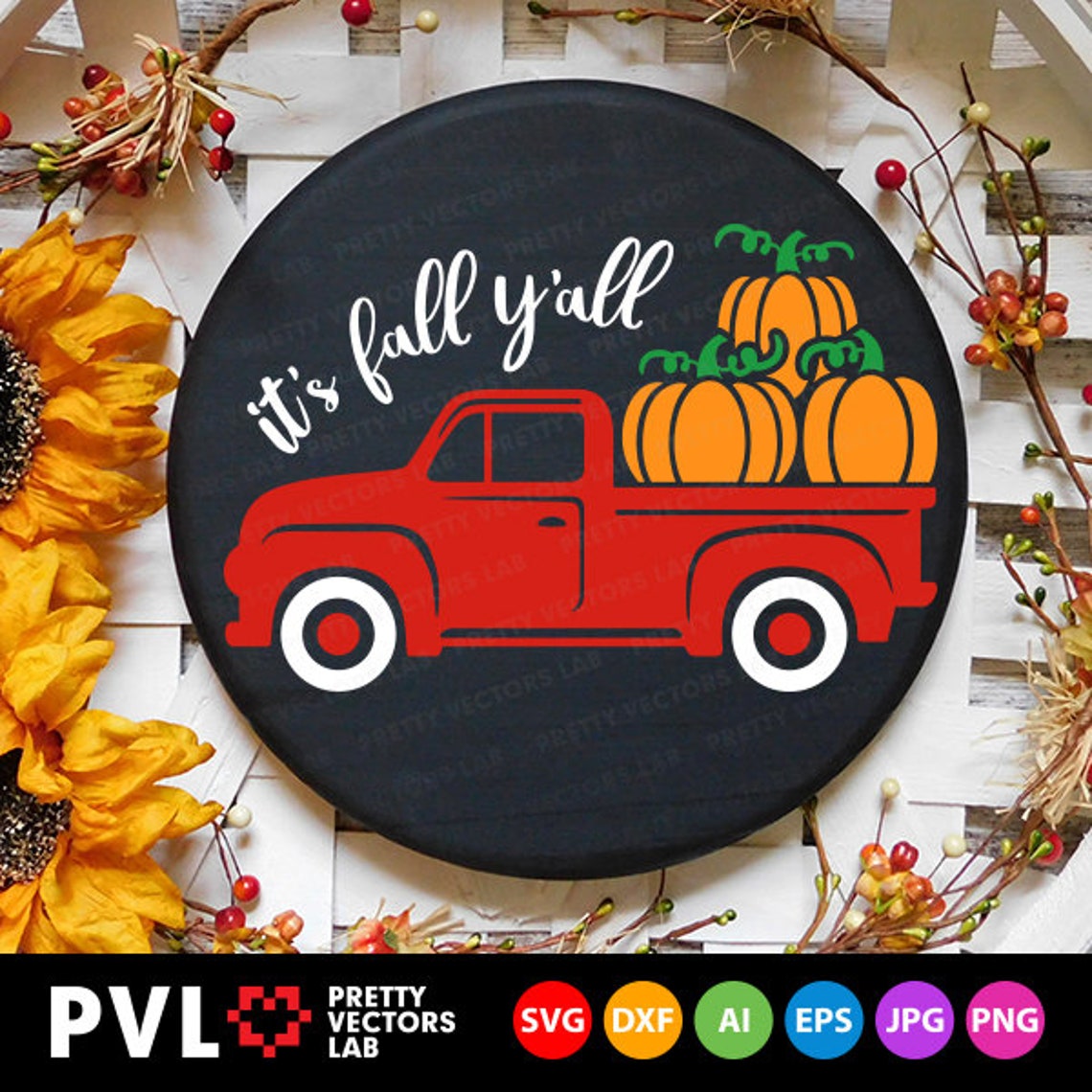 Pumpkin Truck Svg It's Fall Y'all Svg Fall Old Truck | Etsy