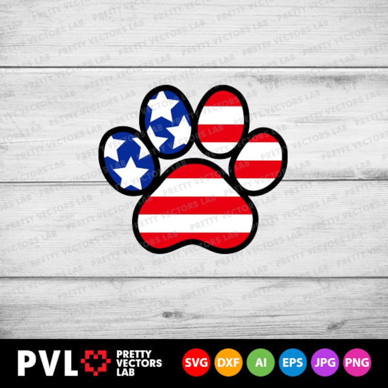 Paw Print American Flag Svg 4th of July Cut Files USA Paw - Etsy