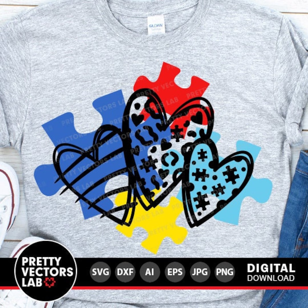 Autism Hearts Svg, Autism Cut Files, Puzzle Hearts Svg, Autism ...