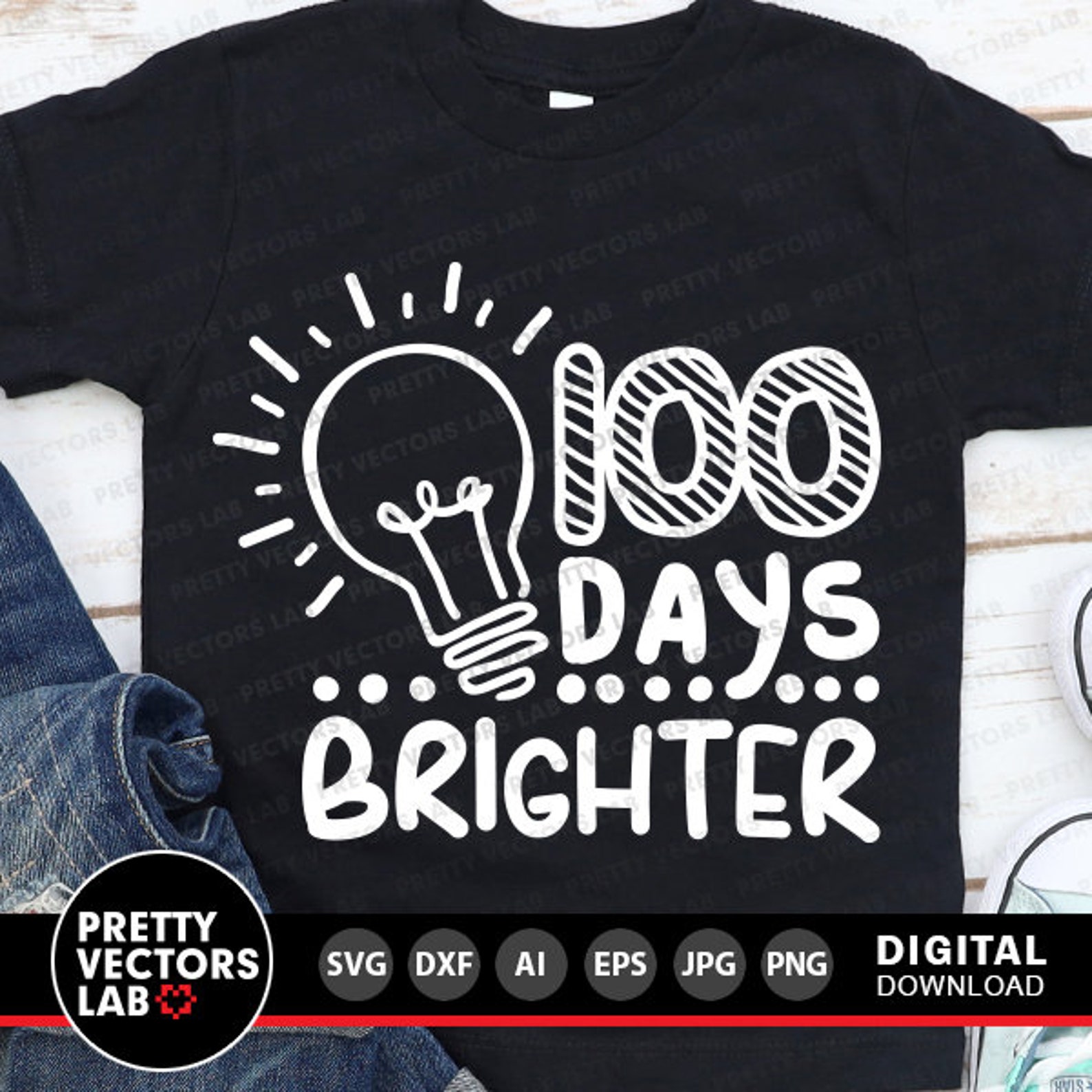 100 Days Brighter Svg 100th Day of School Svg Dxf Eps Png - Etsy