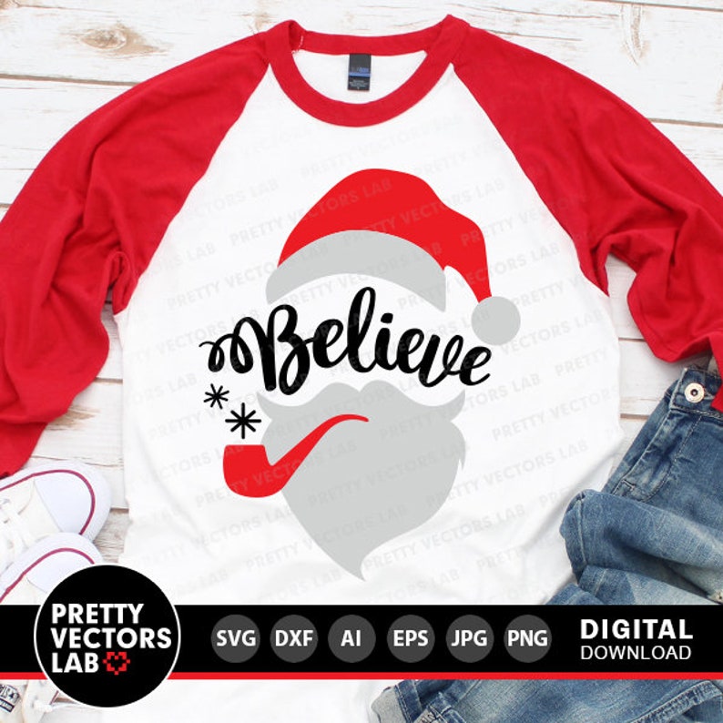 Christmas Svg Believe Svg Santa Face Svg Dxf Eps Png - Etsy