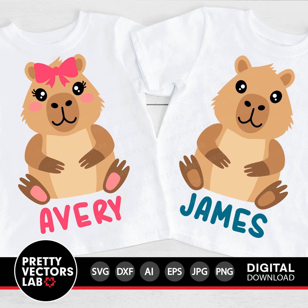Capybara Svg, Girl Boy Capybara Cut Files, Capybaras Svg, Dxf, Eps, Png, Kids Shirt Design ...