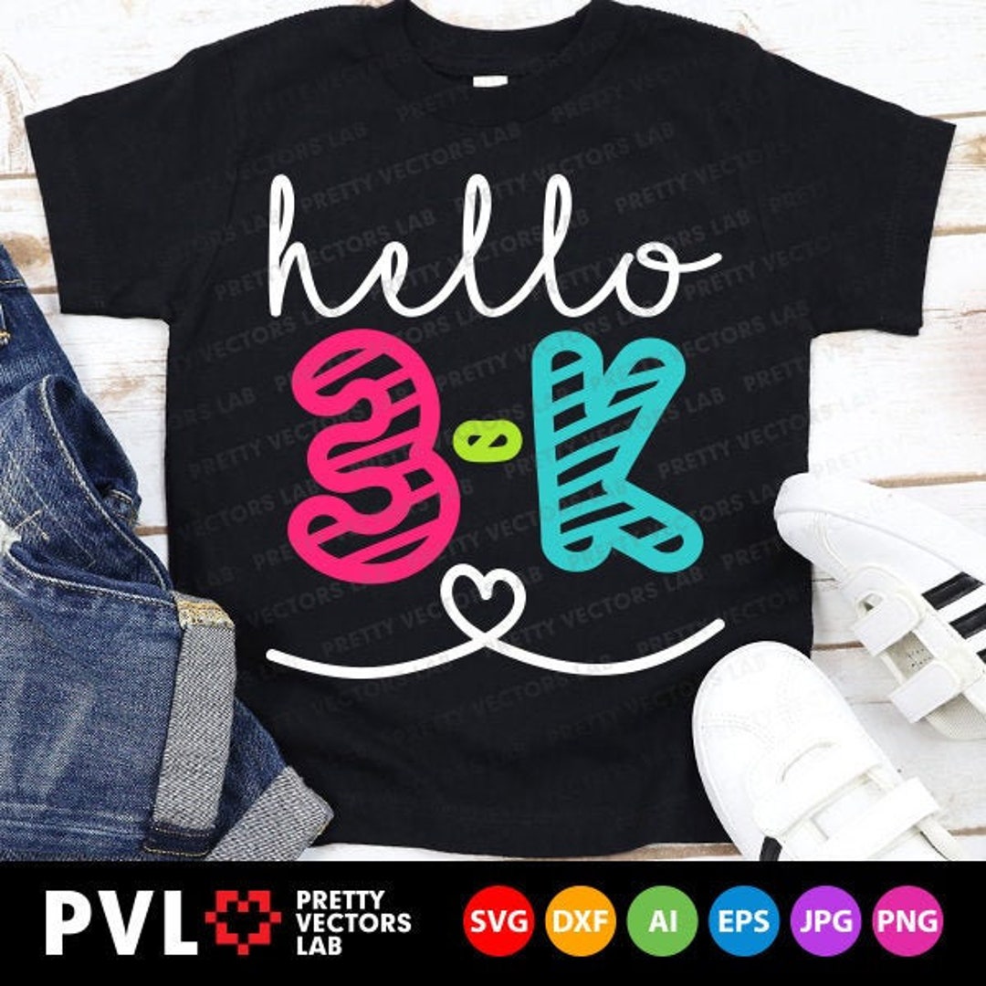 Hello 3K Svg Back to School Svg 3-K Cut Files Teacher Svg - Etsy
