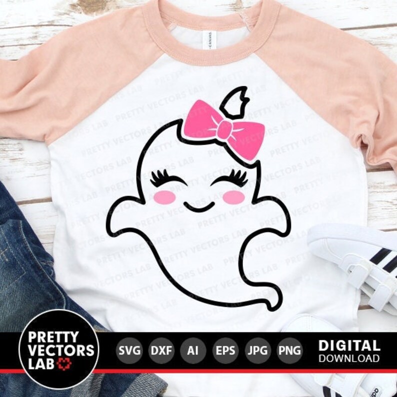 Halloween Svg Girl Ghost Svg Cute Ghost With Bow Svg Dxf Eps - Etsy