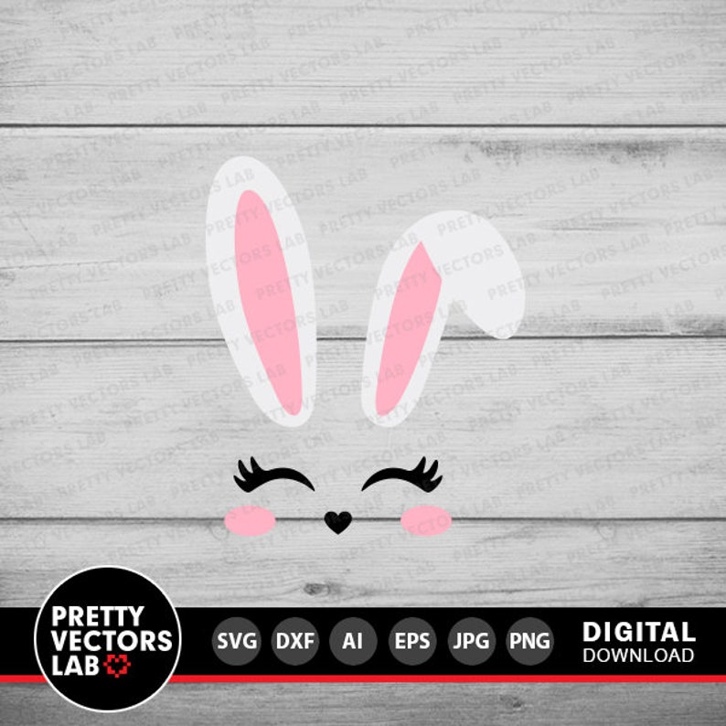 Bunny Svg, Easter Svg, Easter Bunny Cut Files, Cute Bunny Face Svg Dxf ...