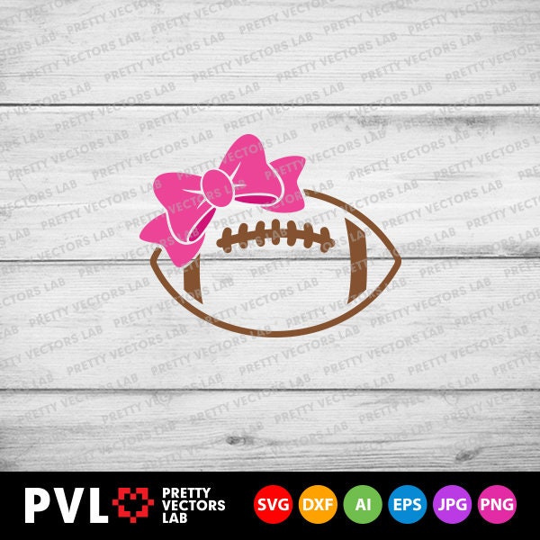 Football With Bow Svg Football Svg Girls Cut Files Cheer - Etsy