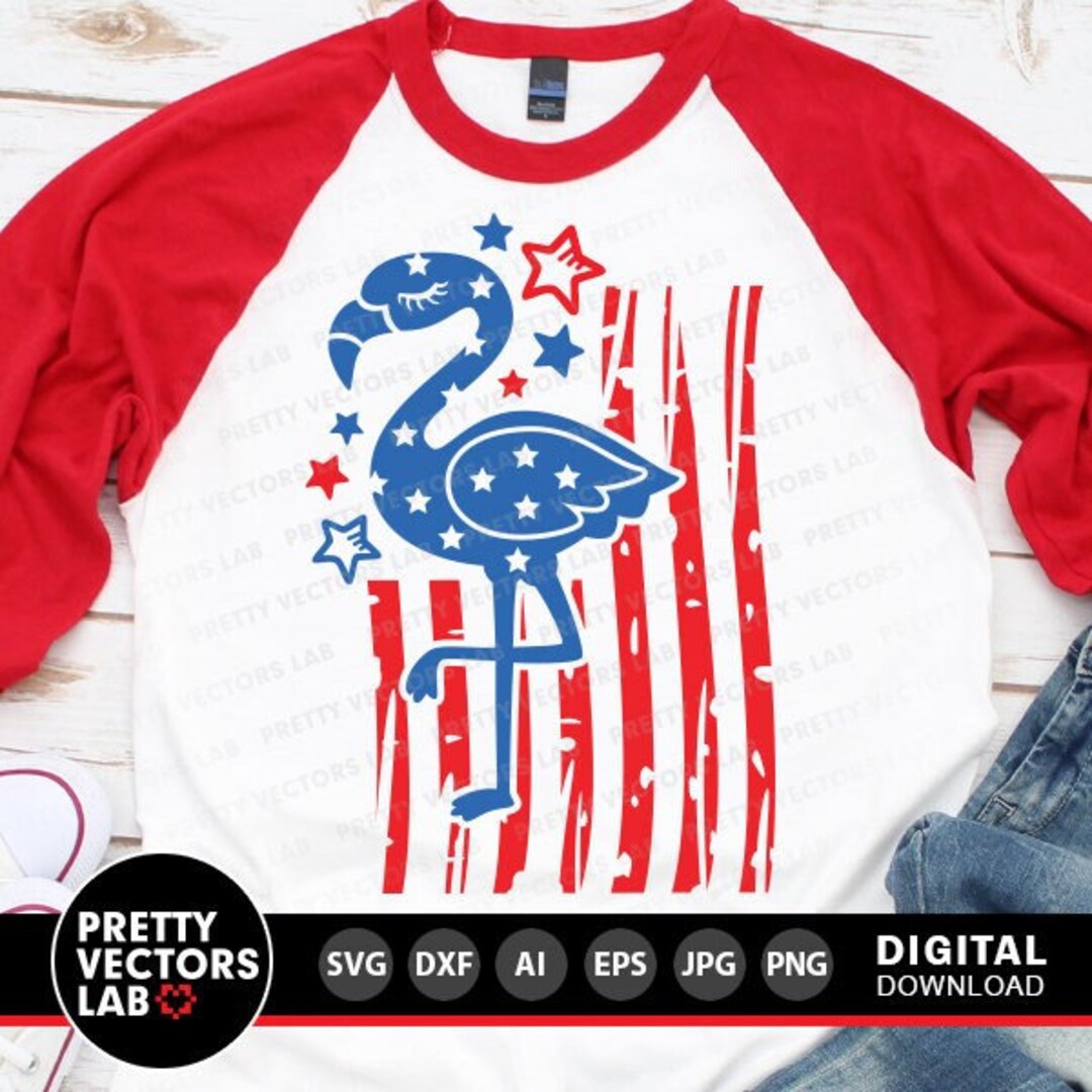 4th of July Svg, Patriotic Flamingo Svg, USA Flamingo Cut Files ...