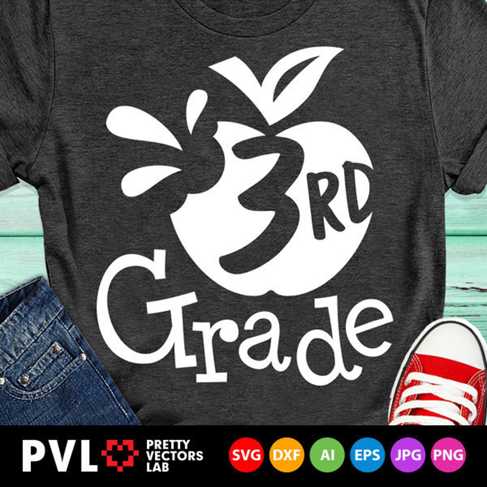 Third Grade Svg Back to School Svg 3rd Grade Svg Dxf Eps | Etsy