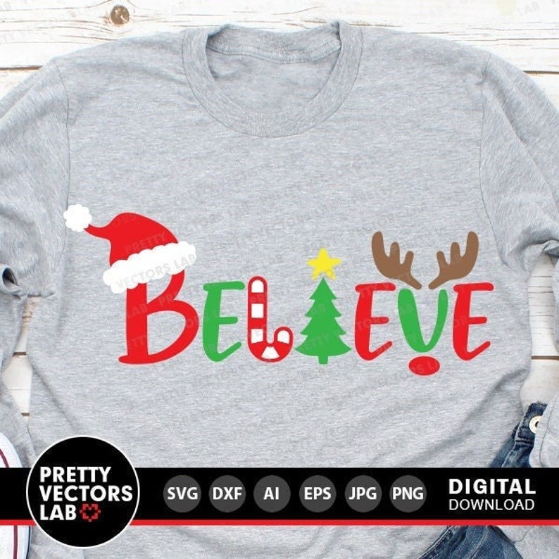 Believe Svg Christmas Svg Santa Hat Svg Dxf Eps Png - Etsy
