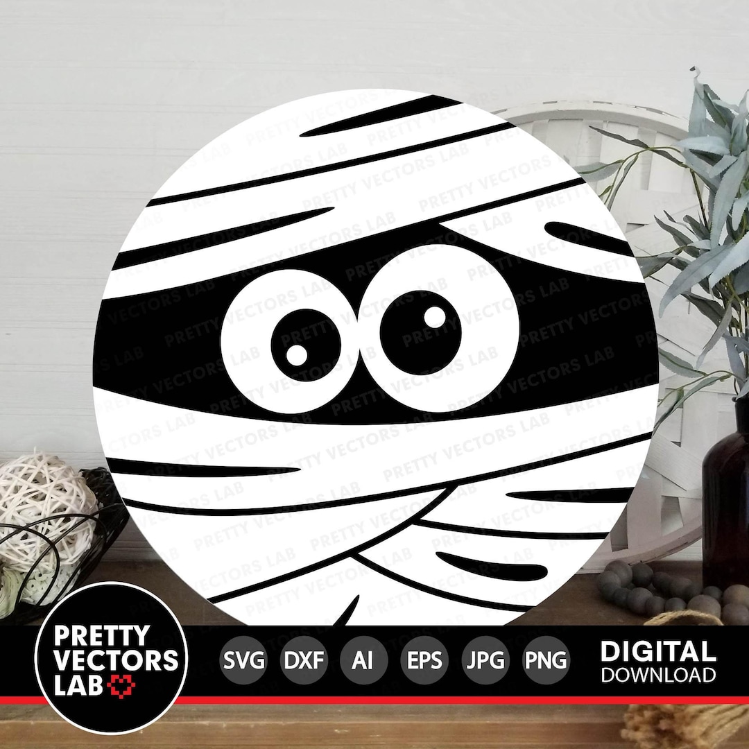 Mummy Svg, Halloween Cut Files, Mummy Face Svg, Dxf, Eps, Png, Spooky ...