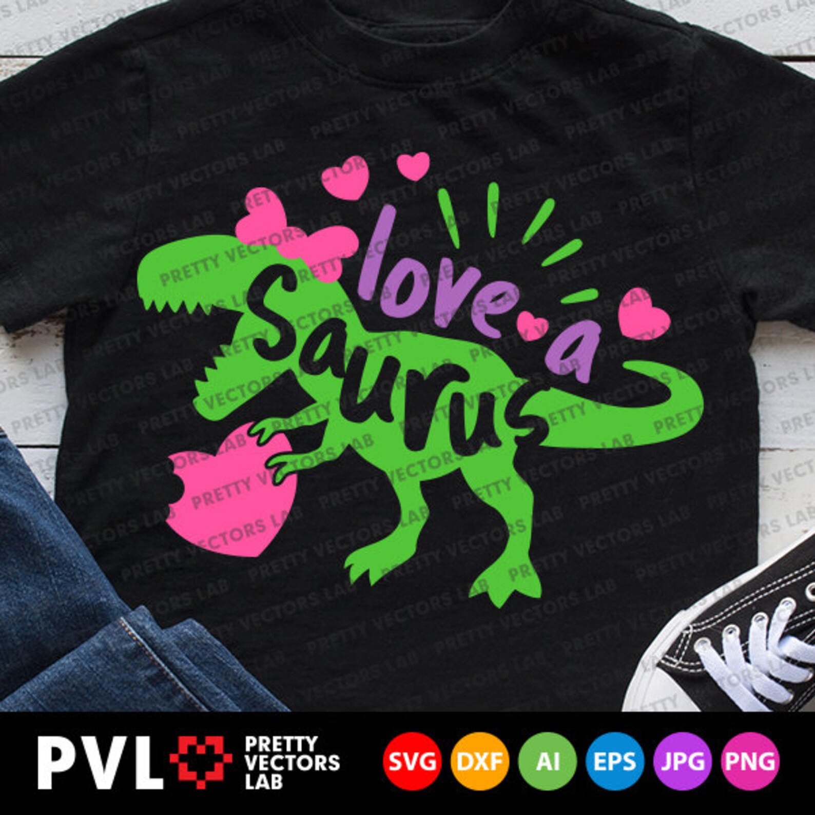 Valentine Dinosaur Svg Girl Valentines Day Svg Love a - Etsy
