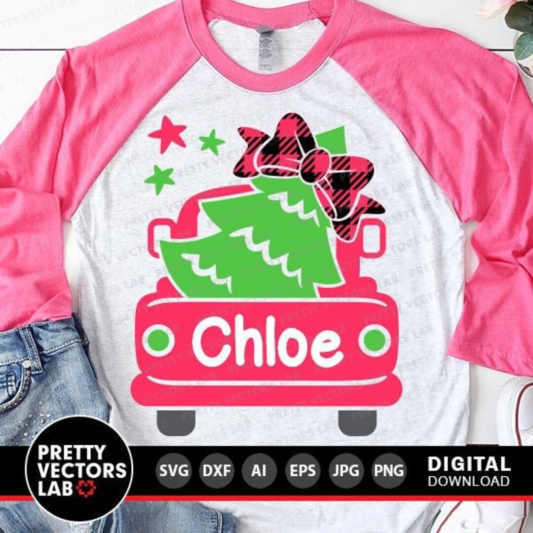 Christmas Tree Truck Svg, Girls Christmas Svg, Buffalo Plaid Svg, Girl ...