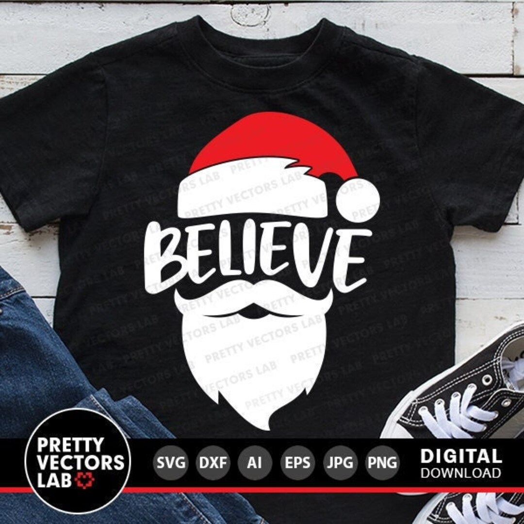 Christmas Svg, Believe Svg, Santa Face Svg Dxf Eps Png, Funny Santa Cut ...