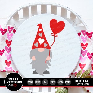 Gnome With Balloon Heart Svg, Valentine's Day Cut Files, Girls ...