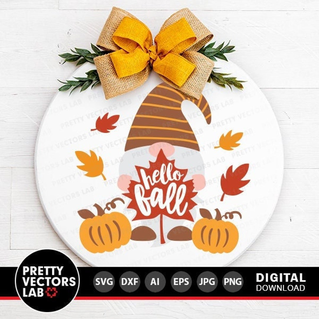 Fall Gnome Svg, Hello Fall Svg, Gnome Door Sign Svg, Farmhouse Svg ...