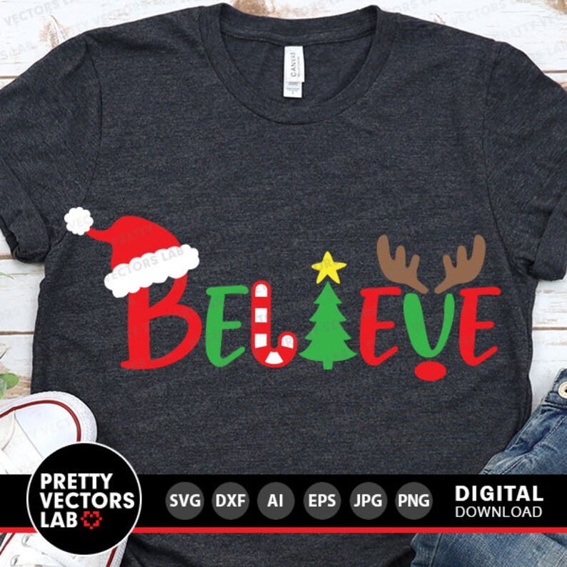 Believe Svg Christmas Svg Santa Hat Svg Dxf Eps Png - Etsy