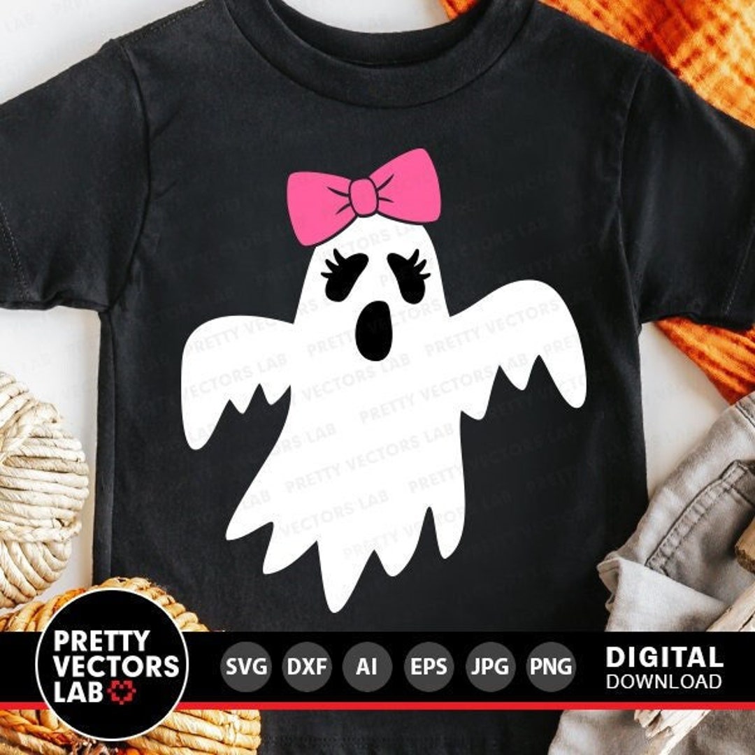 Halloween Svg, Ghost With Bow Cut Files, Girl Ghoul Svg, Spooky Svg ...