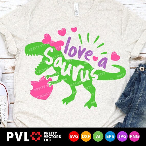 Valentine Dinosaur Svg Girl Valentines Day Svg Love a - Etsy