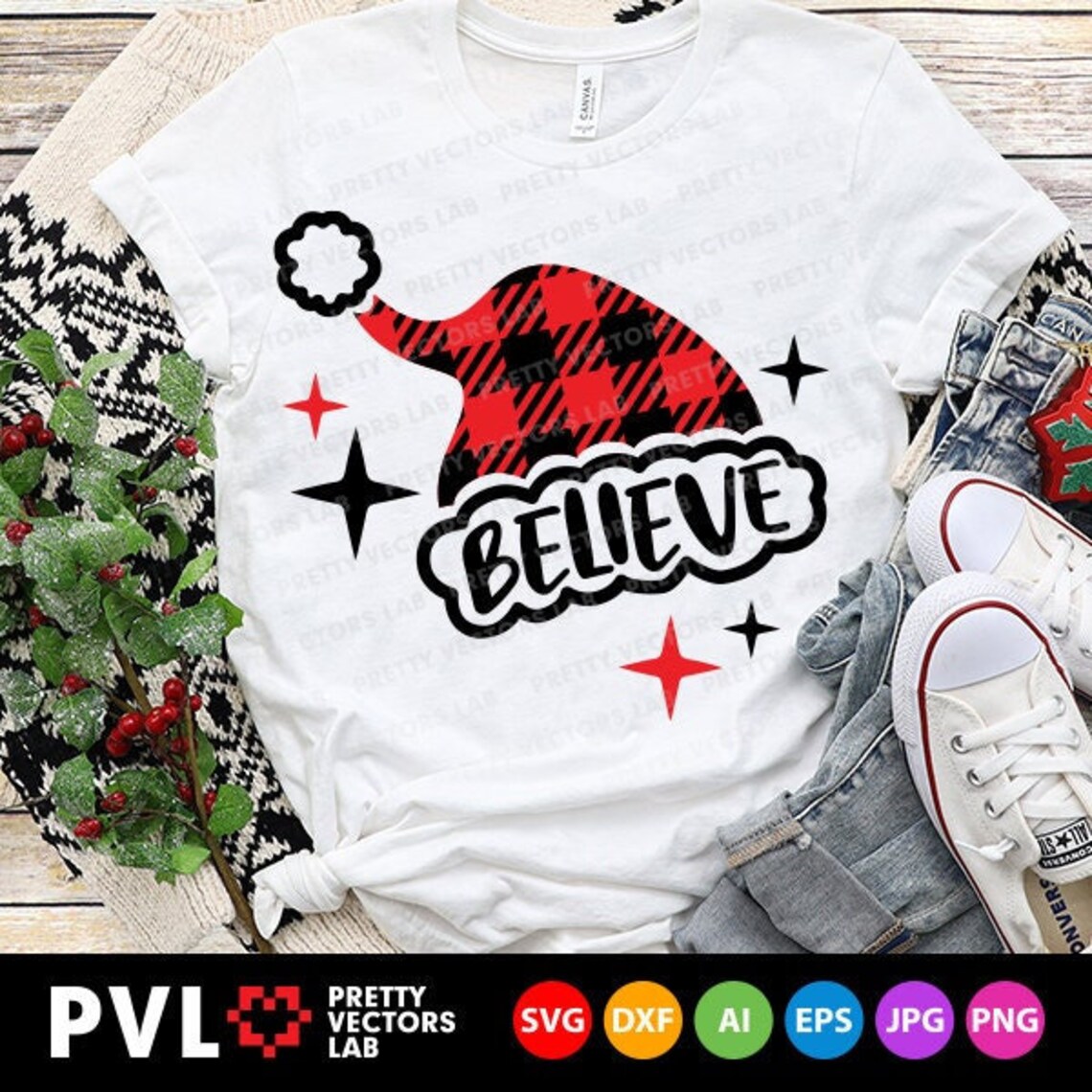 Christmas Svg Believe Svg Santa Hat Svg Dxf Eps Png Buffalo - Etsy