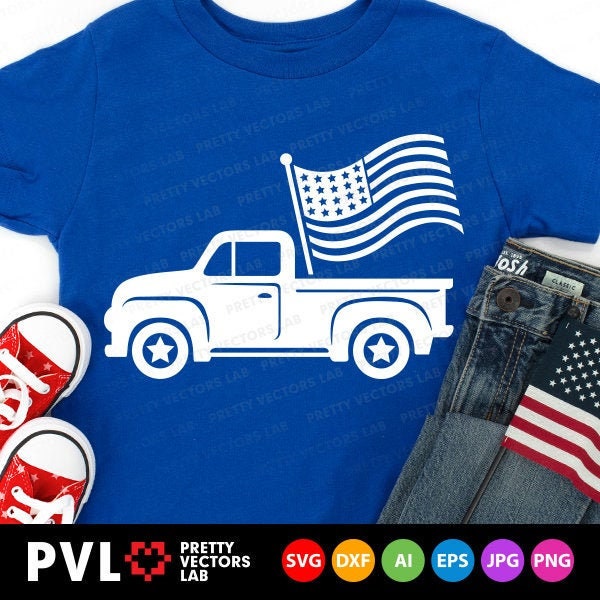 4th of July Truck Svg American Flag Svg USA Truck Cut Files - Etsy