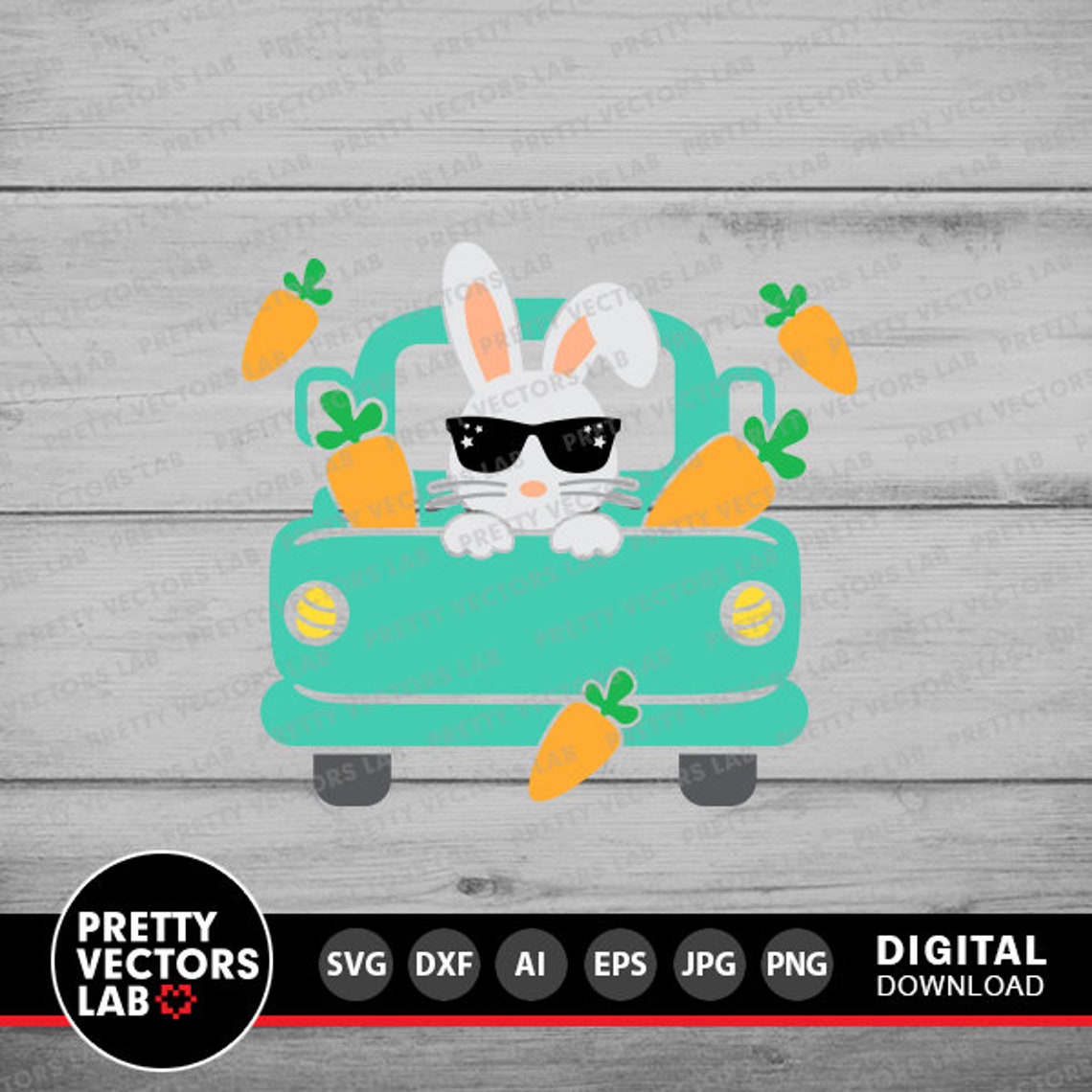 Bunny Svg, Easter Svg, Easter Truck Svg, Boy Bunny in Truck Cut Files ...