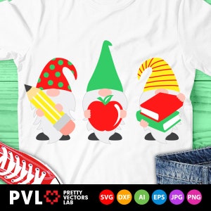 Back to School Gnomes Svg, School Cut Files, Gnome Svg, Teacher Svg Dxf ...