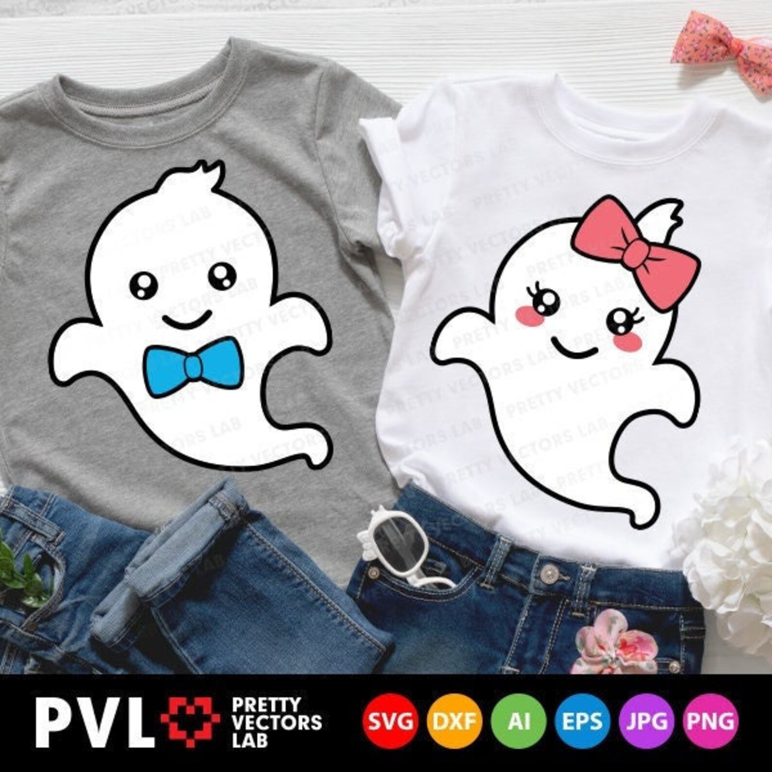 Cute Ghost Svg Halloween Cut Files Little Ghosts With Bow - Etsy