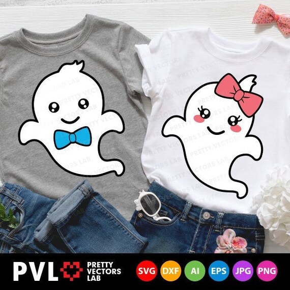 Cute Ghost Svg Halloween Cut Files Little Ghosts With Bow - Etsy