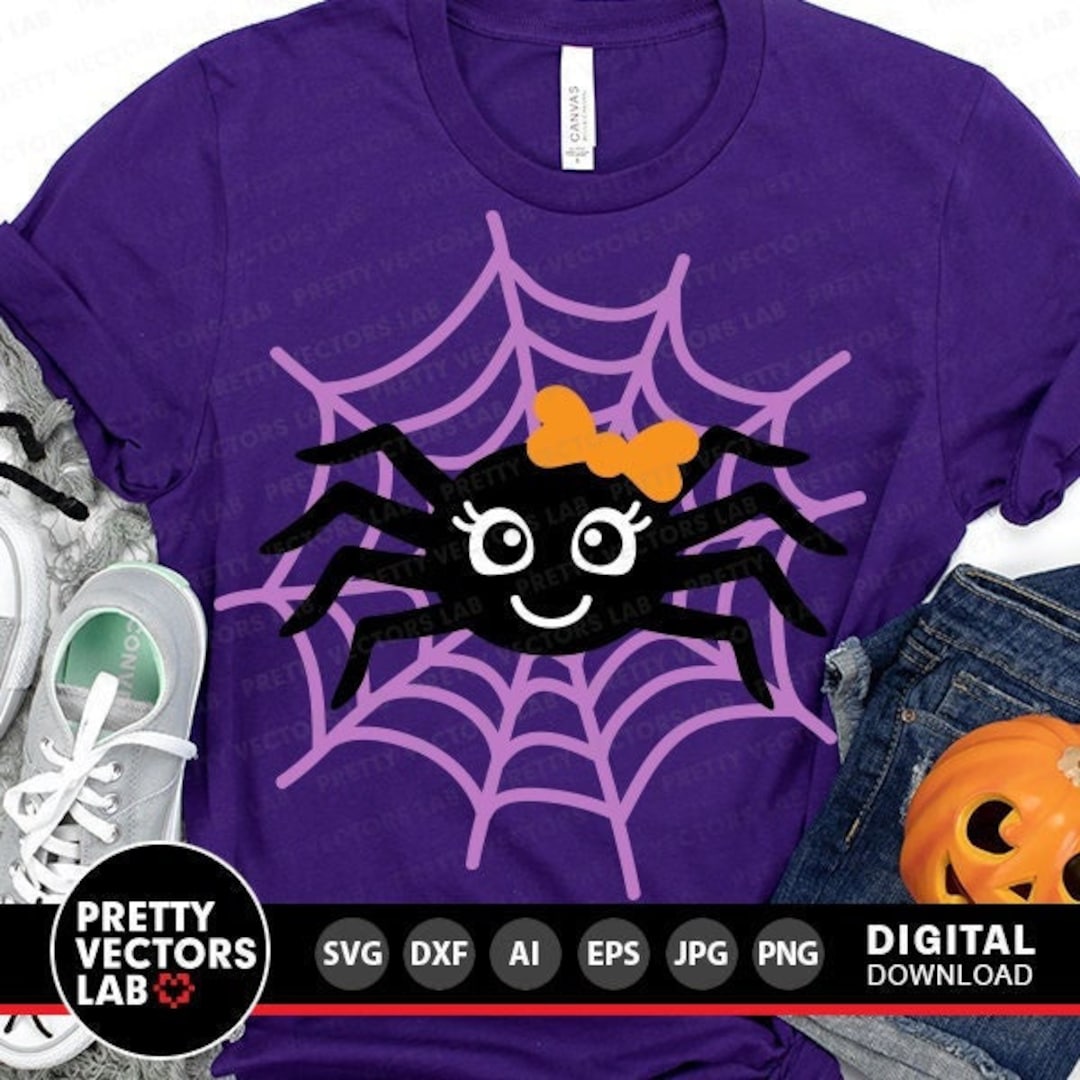 Girl Spider Svg, Halloween Cut Files, Cute Spider With Bow Svg, Dxf ...