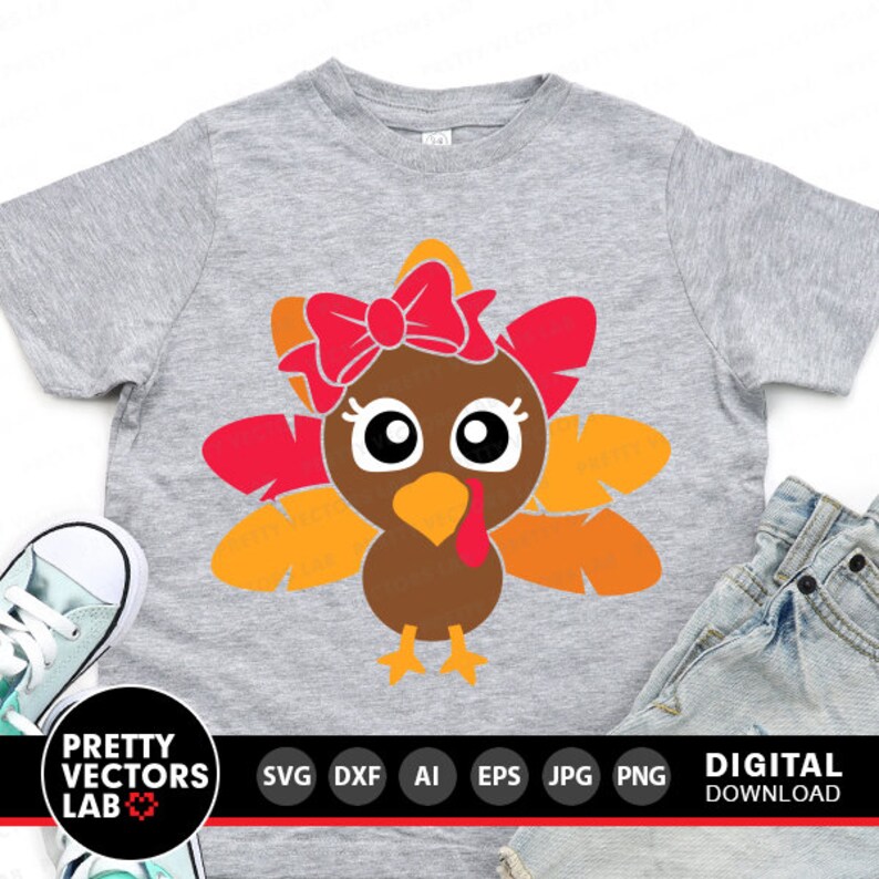Girl Turkey Svg, Thanksgiving Svg, Baby Svg, Dxf, Eps, Png, Kids Cut ...
