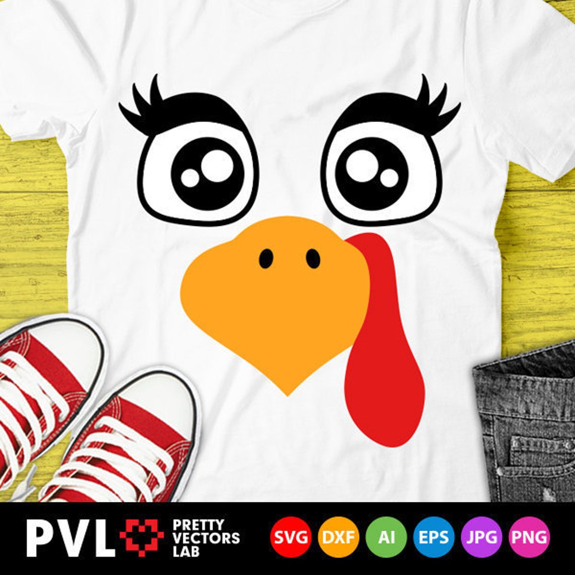 Turkey Face Svg Girl Turkey Svg Thanksgiving Svg Dxf Eps | Etsy
