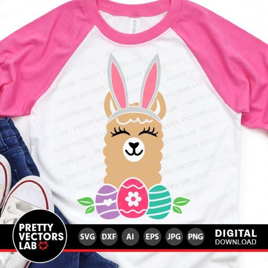 Easter Llama Svg, Llama Face Svg, Llama With Bunny Ears Svg Dxf Eps Png ...