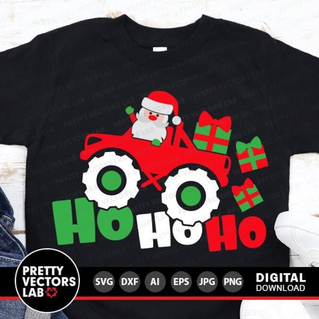Christmas Truck Svg, Santa Svg, Ho Ho Ho Svg, Monster Truck Svg, Kids ...
