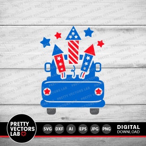 4th of July Svg, Patriotic Truck Svg, American Truck Cut File, Kids ...