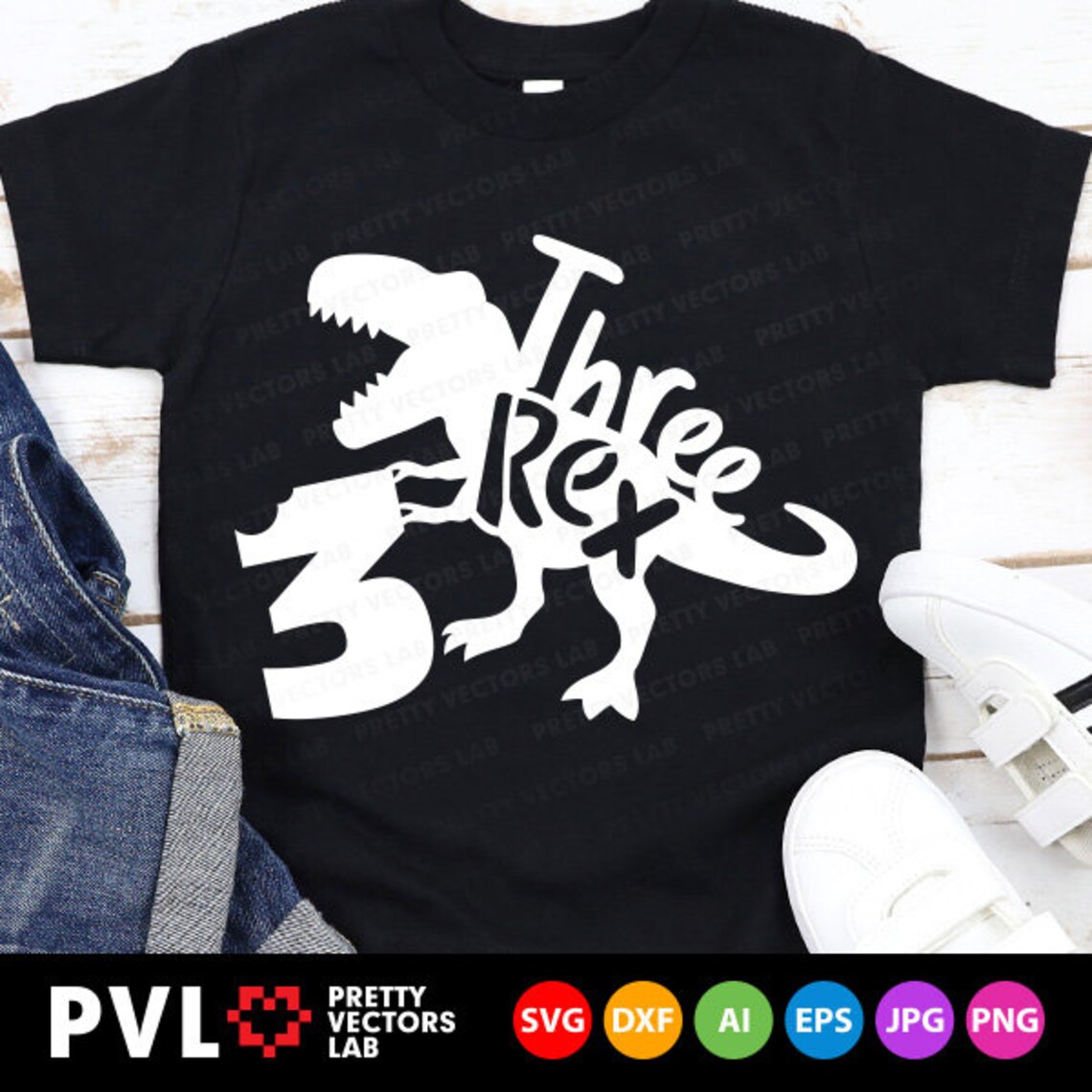 Three Rex Svg Cake Topper Svg T-rex 3rd Birthday Svg | Etsy