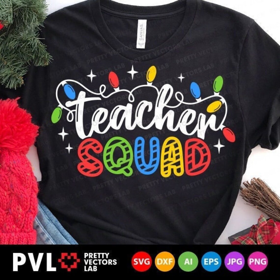 Teacher Squad Svg Christmas Svg Christmas Lights Cut Files - Etsy